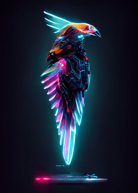 'Cyber Neon Hawk' Poster by Neugebauer | Displate