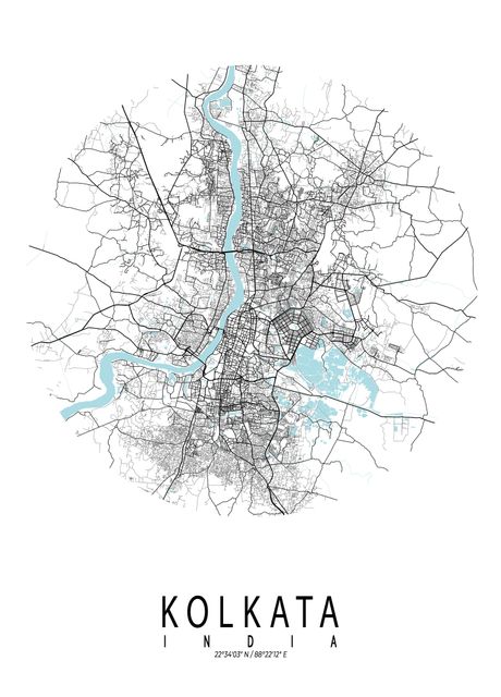 'Kolkata City Map Circle' Poster by deMAP Studio | Displate