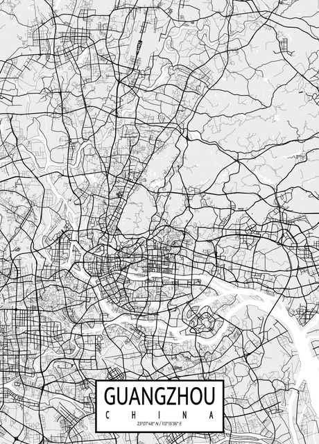 'Guangzhou City Map Light' Poster by deMAP Studio | Displate