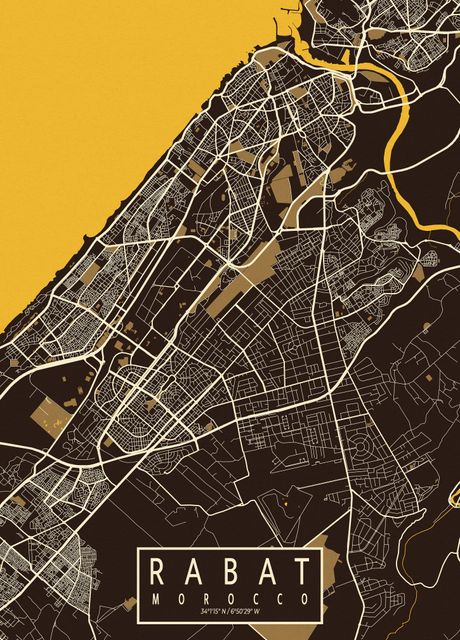 'Rabat City Map Pastel' Poster by deMAP Studio | Displate