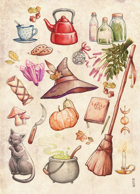 'Folk Witch Elements' Poster by Medusa Dollmaker | Displate