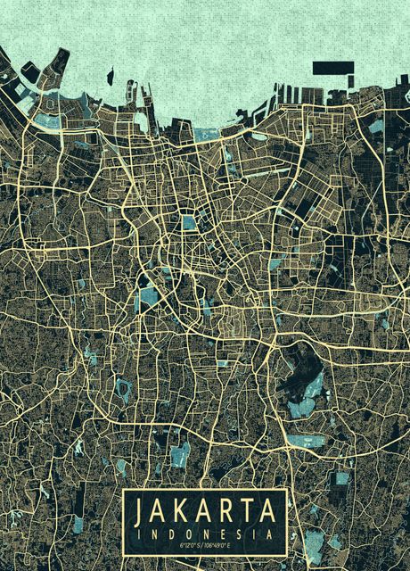 'Jakarta City Map Summer' Poster by deMAP Studio | Displate