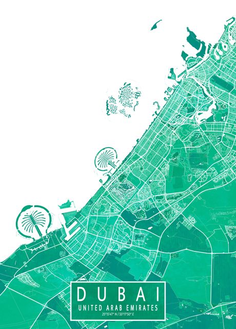 'Dubai City Map Watercolor' Poster by deMAP Studio | Displate