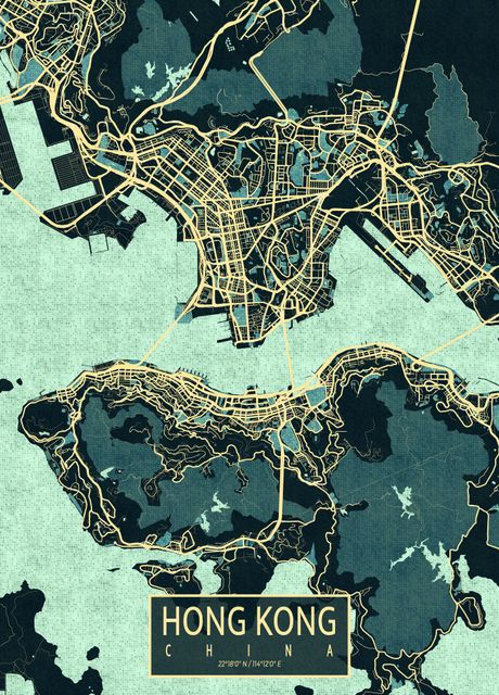 'Hong Kong City Map Summer' Poster by deMAP Studio | Displate
