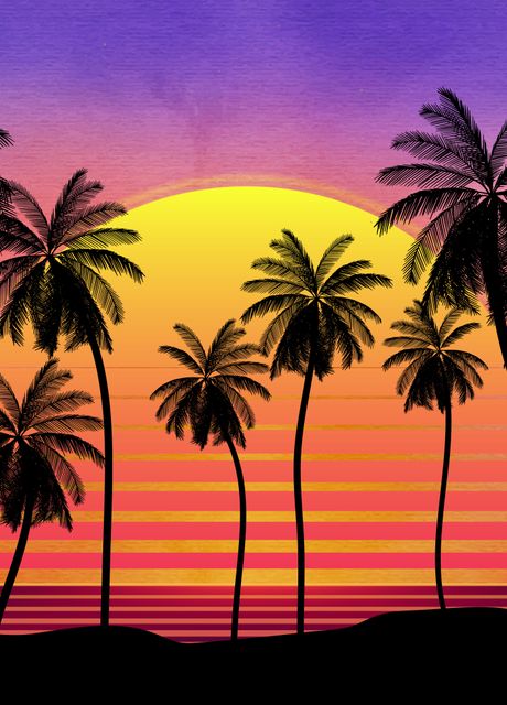 'Tropical Sunset Synthwave' Poster by EDM Project | Displate