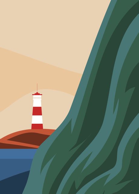 'Lighthouse beach landscape' Poster by Human Shadow | Displate