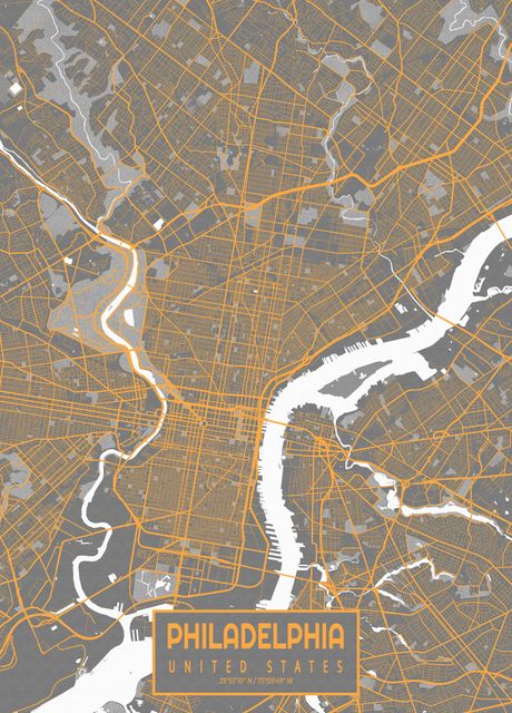 'Philadelphia Map Bauhaus' Poster by deMAP Studio | Displate