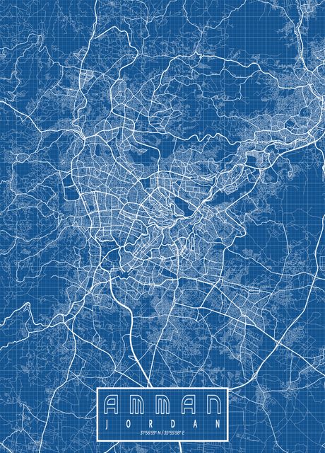 'Amman City Map Blueprint' Poster by deMAP Studio | Displate