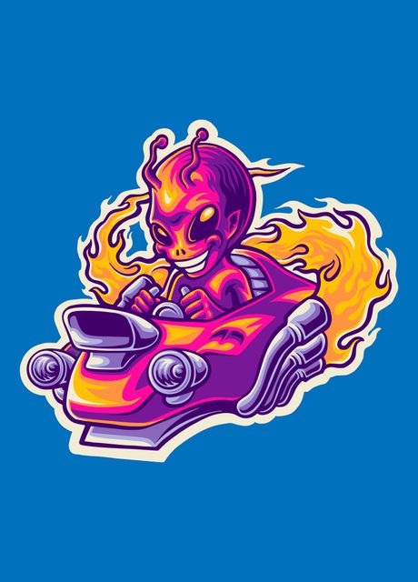 'Hot rod alien jet' Poster by DianeFFlower | Displate