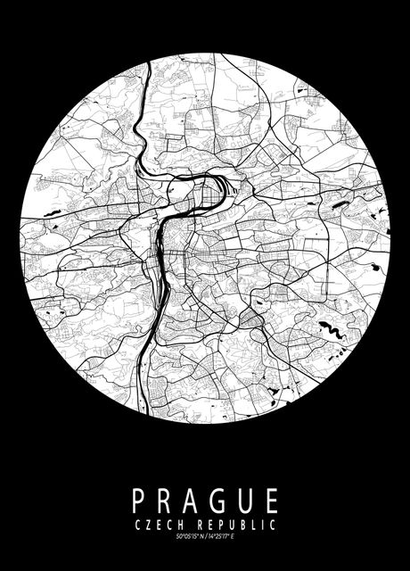 'Prague City Map Full Moon' Poster by deMAP Studio | Displate