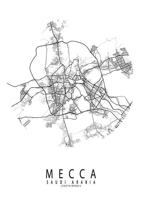 'Mecca City Map Circle' Poster by deMAP Studio | Displate