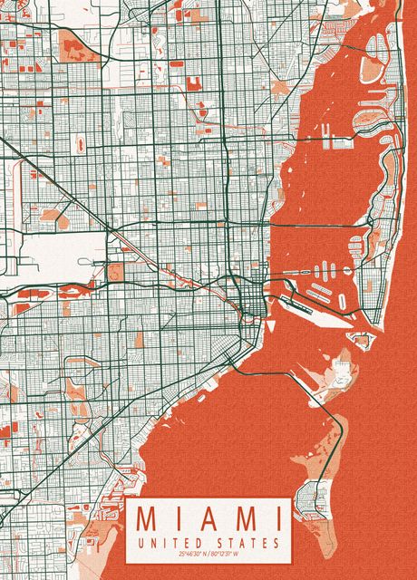 'Miami City Map Bohemian' Poster by deMAP Studio | Displate