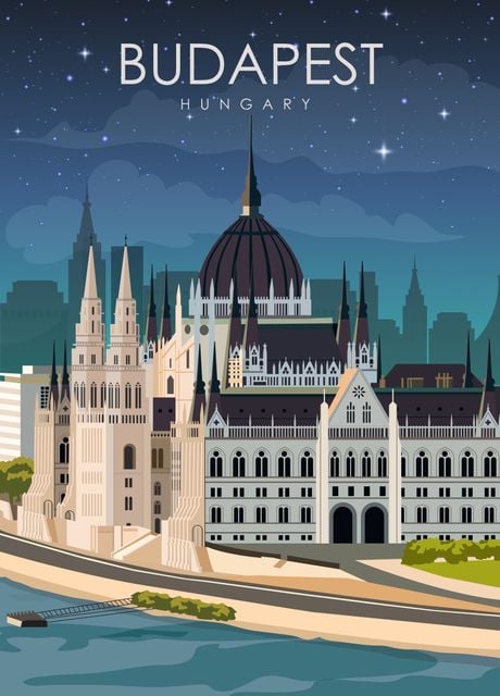 'Budapest Hungary Travel' Poster by Jorn | Displate