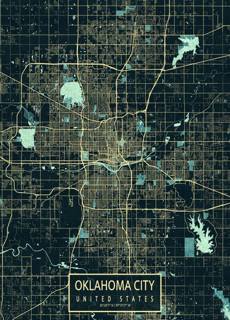 'Oklahoma City Map Summer' Poster by deMAP Studio | Displate