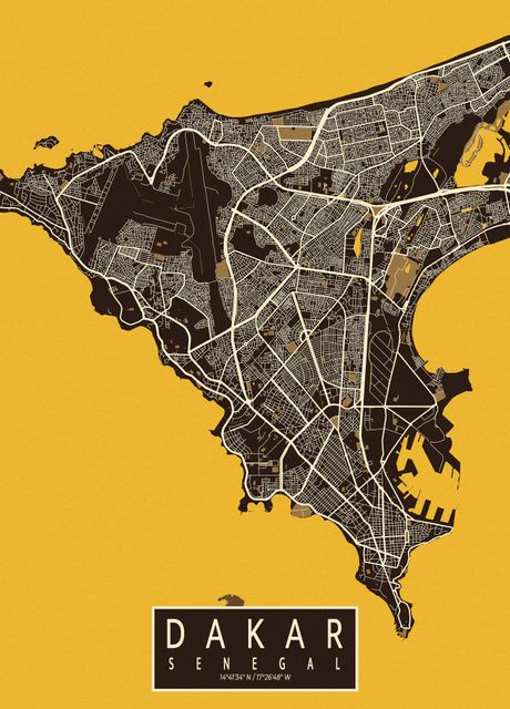 'Dakar City Map Pastel' Poster by deMAP Studio | Displate