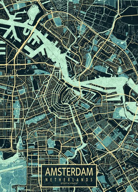 'Amsterdam City Map Summer' Poster by deMAP Studio | Displate
