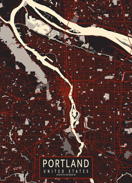 'Portland City Map Vector' Poster by deMAP Studio | Displate