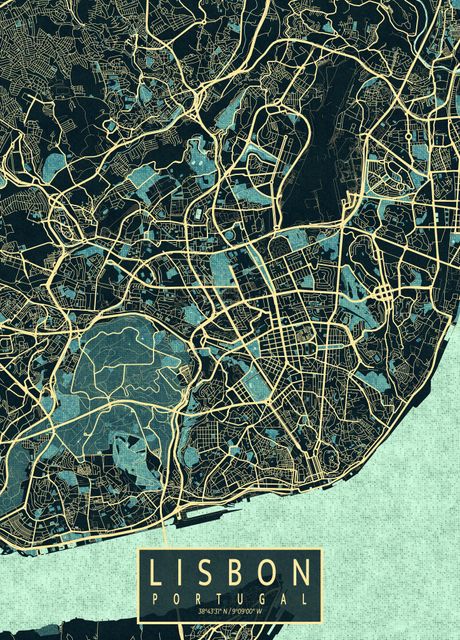 'Lisbon City Map Summer' Poster by deMAP Studio | Displate