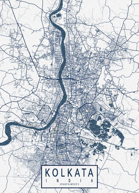'Kolkata City Map Coastal' Poster by deMAP Studio | Displate