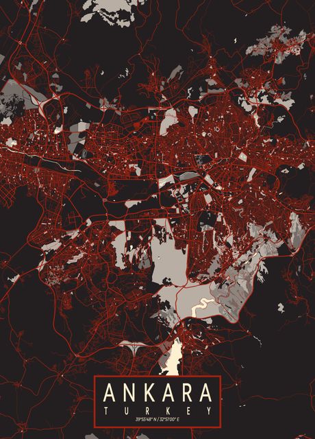 'Ankara City Map Vector' Poster by deMAP Studio | Displate