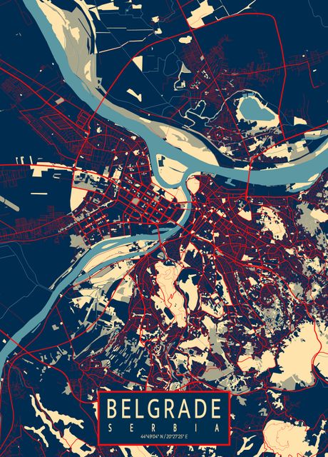 'Belgrade City Map Hope' Poster by deMAP Studio | Displate