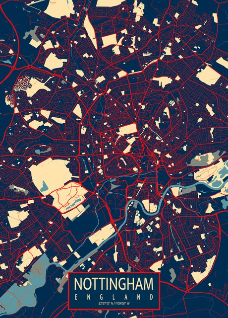 'Nottingham City Map Hope' Poster by deMAP Studio | Displate
