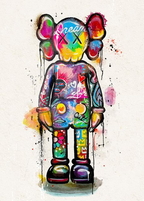 'Kaws Companion Graffiti ' Poster, picture, metal print, paint by Uber ...