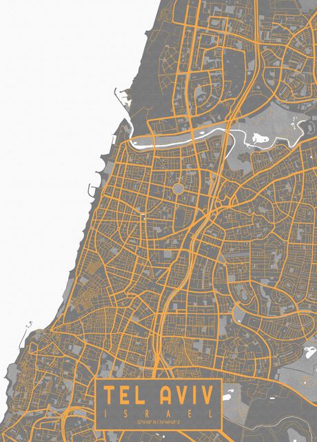 'Tel Aviv City Map Bauhaus' Poster by deMAP Studio | Displate