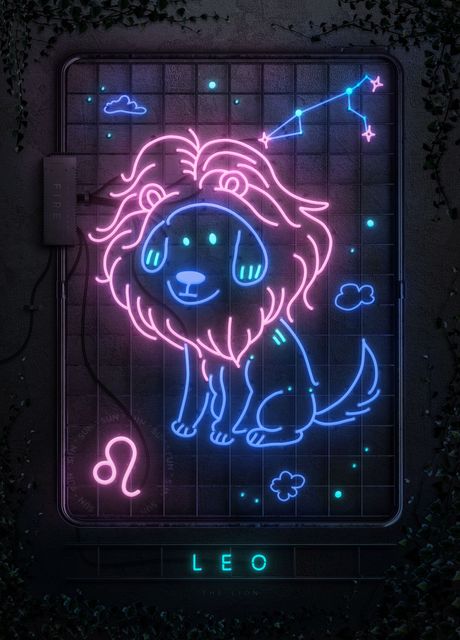 'Neon Sign Leo' Poster by Kilo Byte | Displate