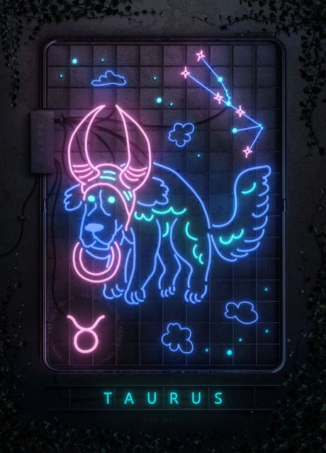 'Neon Sign Taurus' Poster by Kilo Byte | Displate