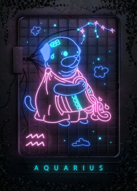 'Neon Sign Aquarius' Poster by Kilo Byte | Displate
