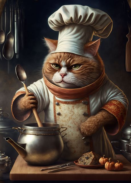 'Chef Cat' Poster by Five Senses Art | Displate