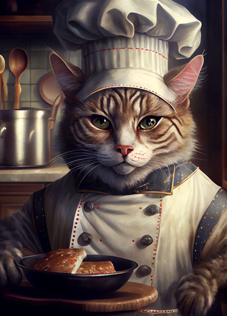'Chef Cat' Poster by Five Senses Art | Displate