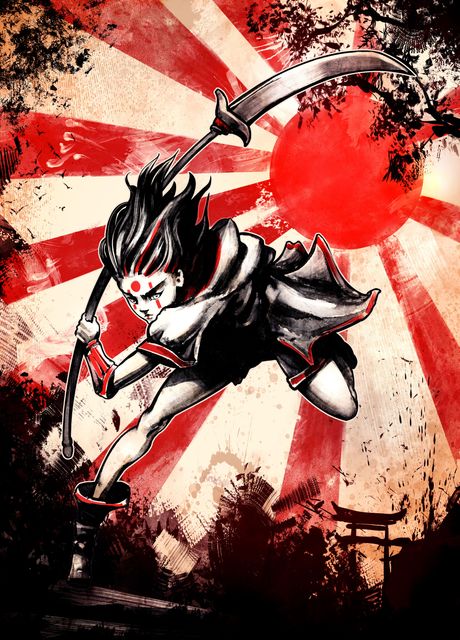 'Japanese Samurai Sunrise' Poster by Green Homee | Displate