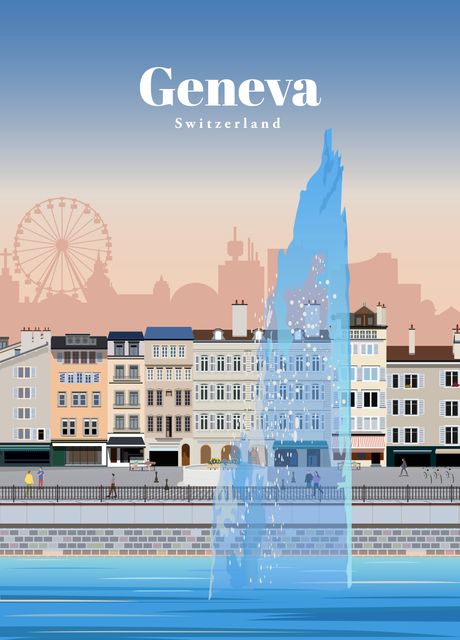 'Travel to Geneva' Poster by Studio 324 | Displate