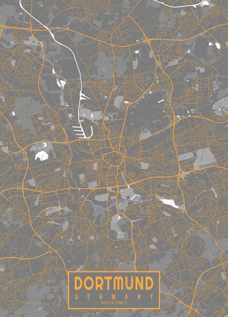 'Dortmund City Map Bauhaus' Poster, picture, metal print, paint by ...