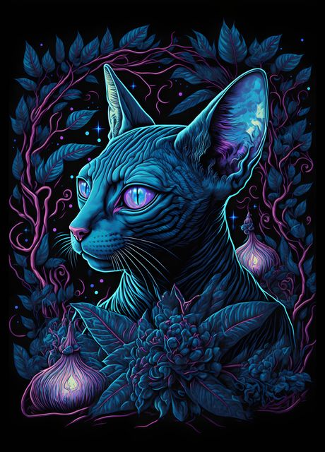 'Black Light Cat 17' Poster by Black Eyed | Displate