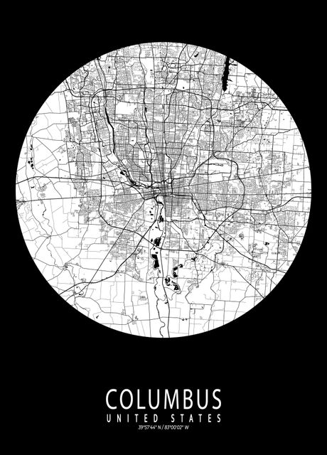 'Columbus City Map Moon' Poster by deMAP Studio | Displate