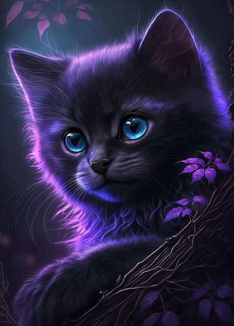 'Cute Purple Cat' Poster by betusixart | Displate