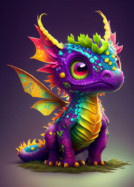 'Cute Rainbow Dragon 16' Poster by Holzkovic | Displate
