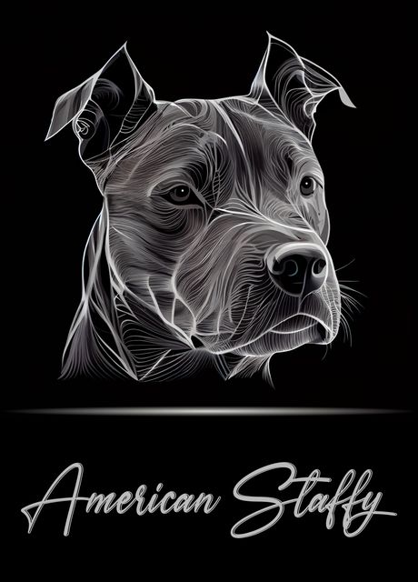 'American Staffy' Poster, picture, metal print, paint by Artistic ...