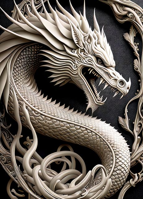 'The Mighty White Dragon' Poster by Muntwalt | Displate