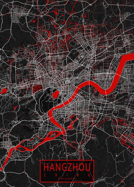 'Hangzhou City Map Oriental' Poster by deMAP Studio | Displate