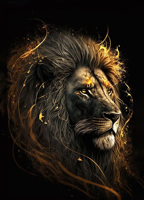 'Black and Gold Lion' Poster, picture, metal print, paint by OhadOron ...