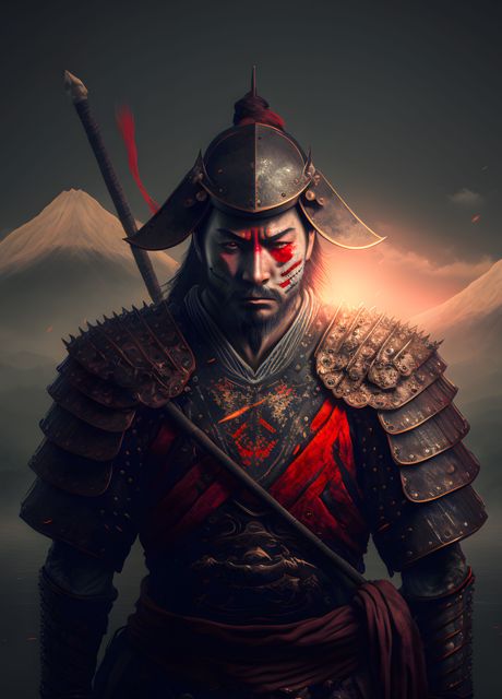 'Samurai Warrior Mount Fuji' Poster by CanvasPixelDreams | Displate