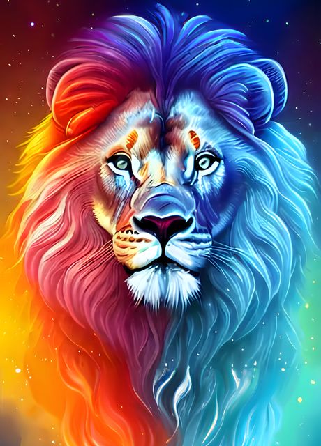 'Psychedelic Lion Pride' Poster, picture, metal print, paint by ...