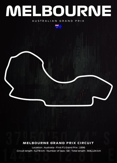 'F1 Melbourne circuit map' Poster by Emeric Visuals | Displate