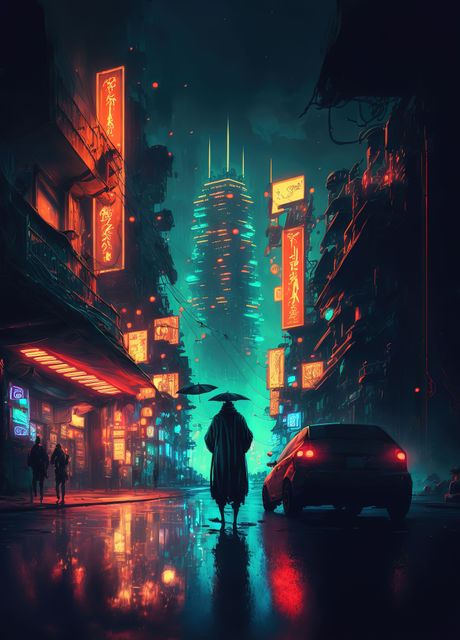 'Neon Cyberpunk Japan' Poster by Lana Meyers | Displate