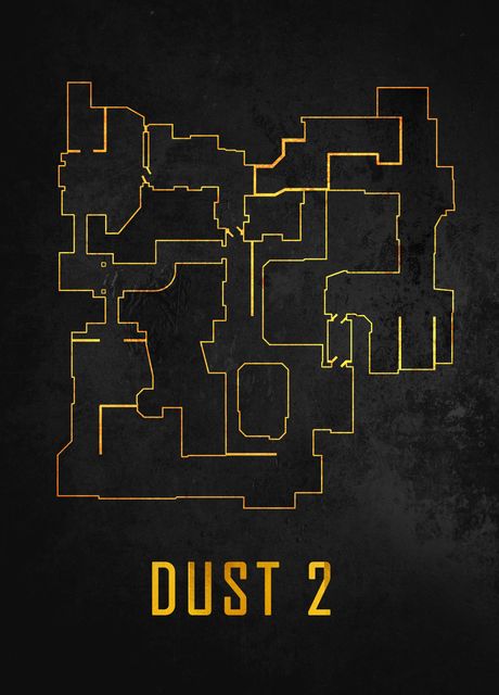 'Dust2 Map Black And Gold' Poster by Counter-Strike | Displate