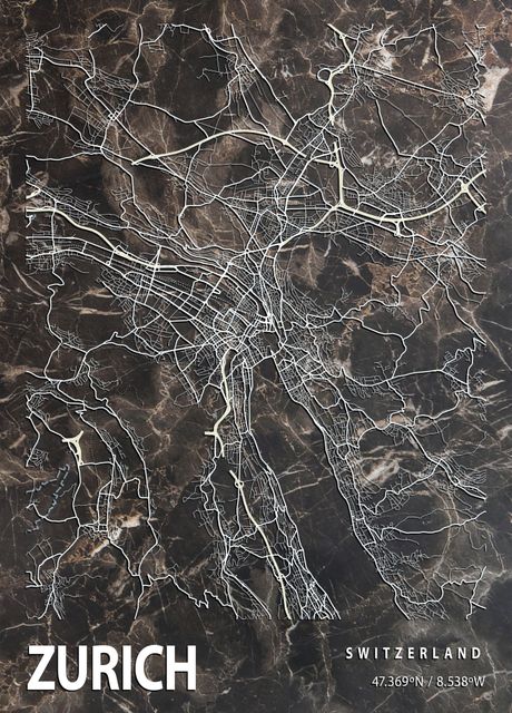 'ZURICH CITY MAP' Poster by Nae | Displate